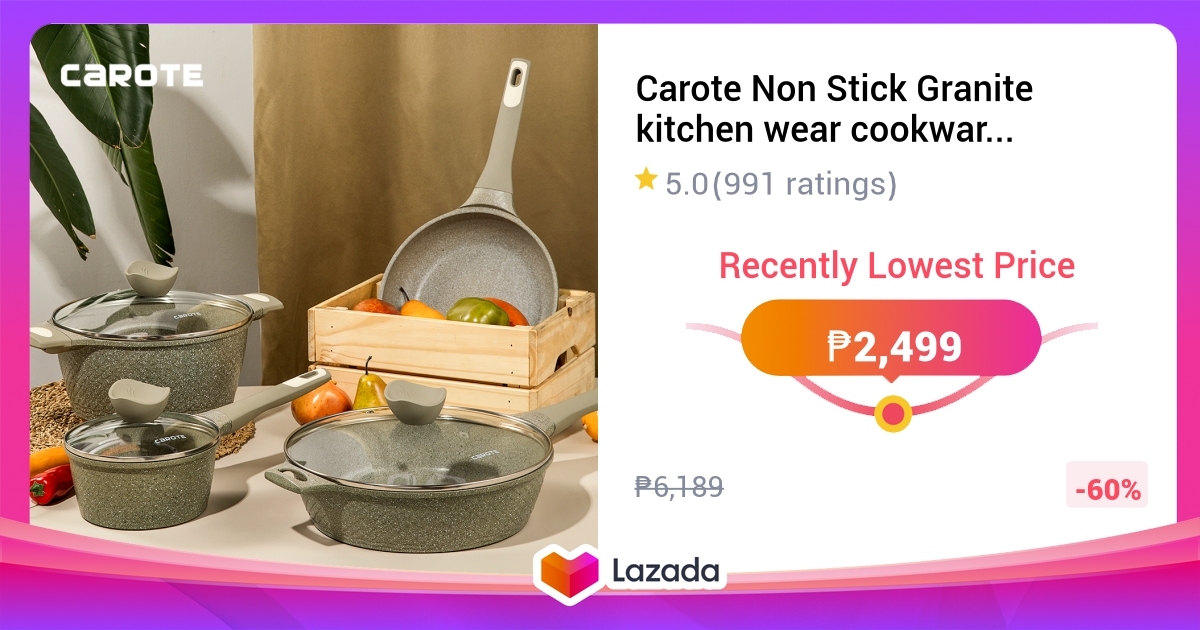 Carote Non Stick Granite kitchen wear cookware set 4 pieces kaldero pot ...