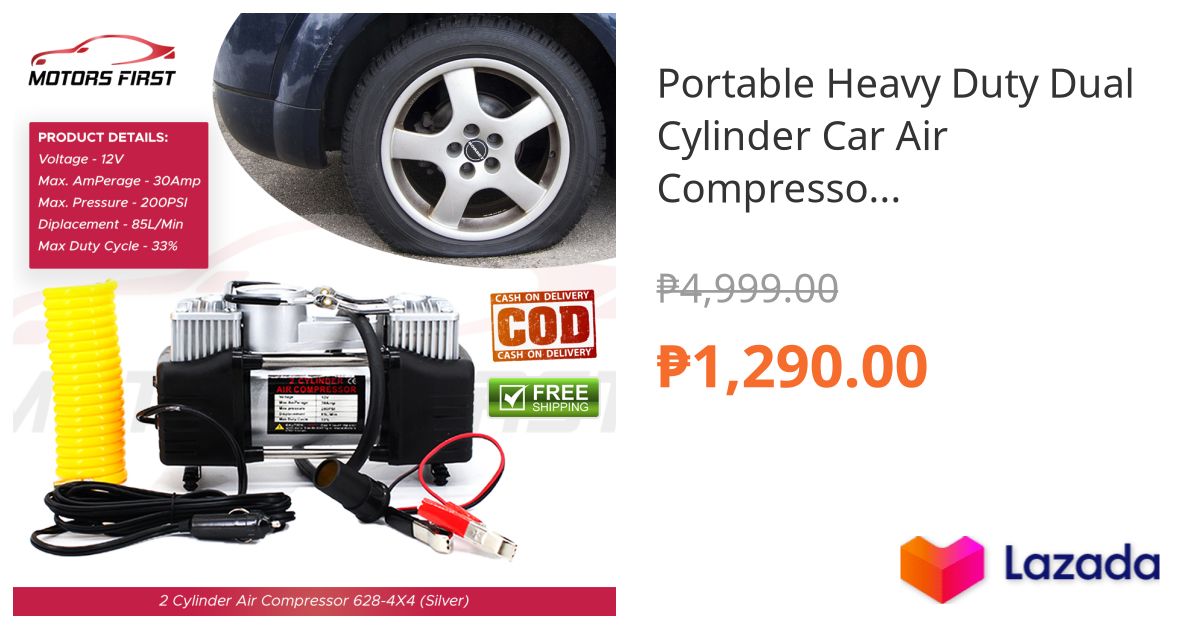 Portable Heavy Duty Dual Cylinder Car Air Compressor 12V 30Amp 200PSI ...