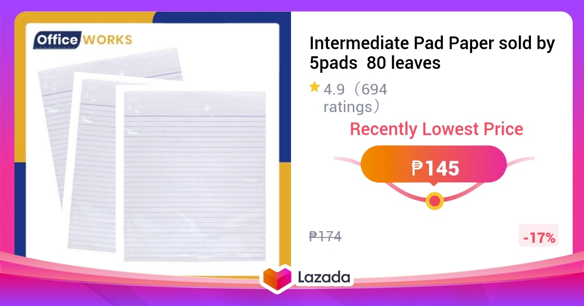 Intermediate Pad Paper sold by 5pads 80 leaves