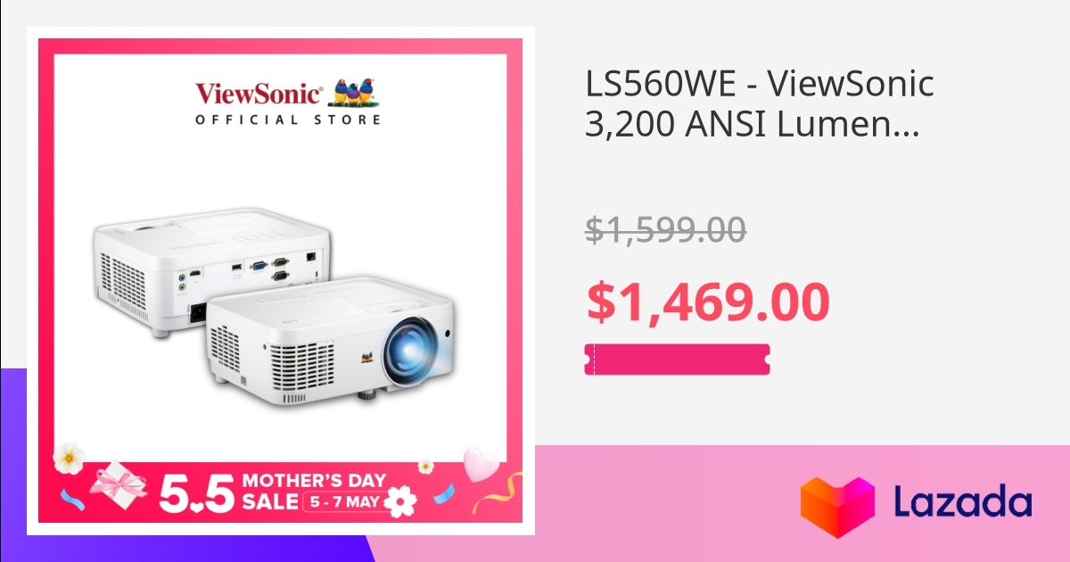 LS560WE - ViewSonic 3,200 ANSI Lumens WXGA Short Throw LED Business/Education Projector