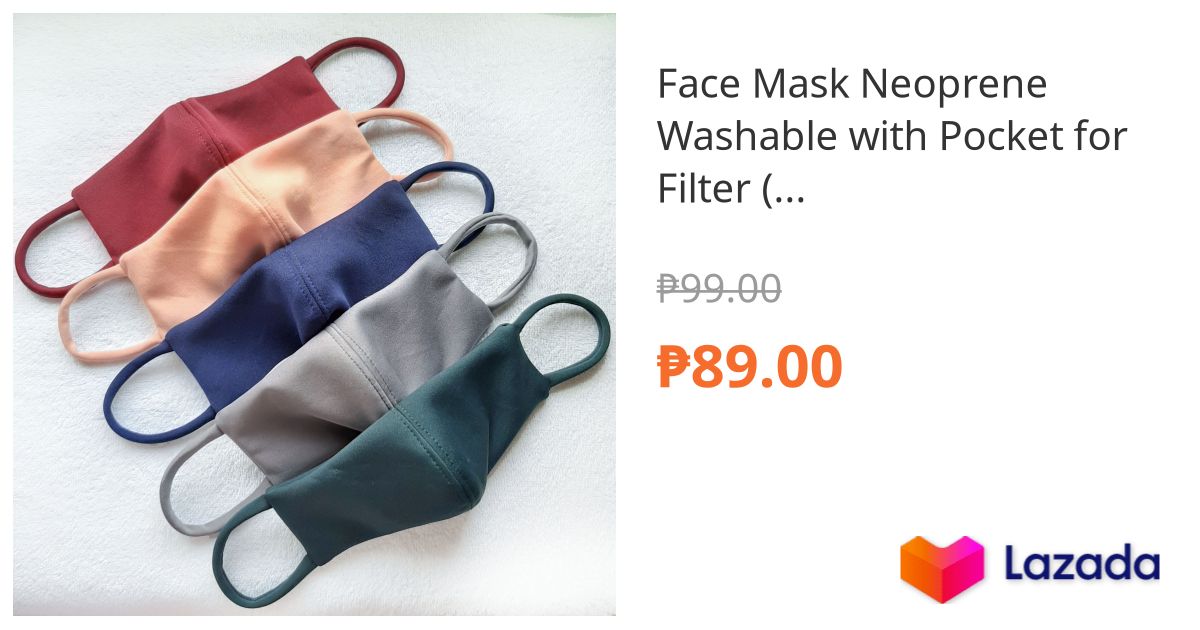 Face Mask Neoprene Washable with Pocket for Filter (5 PCS)