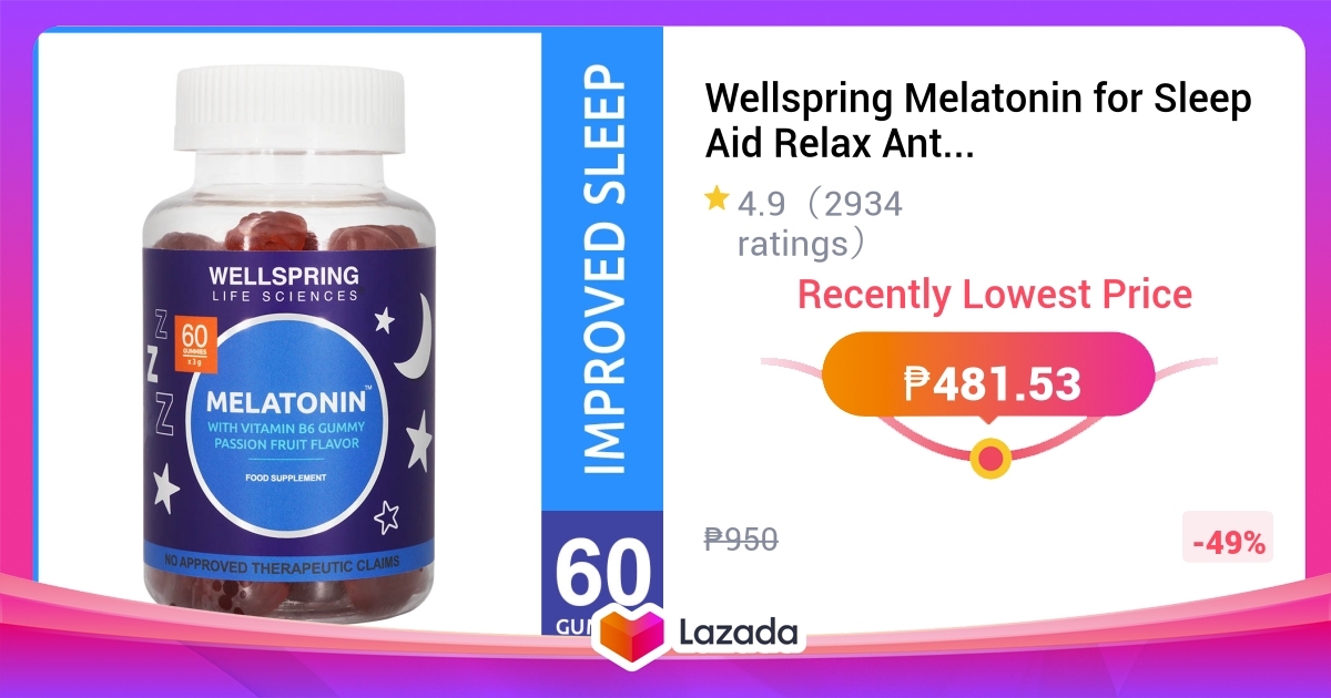 Wellspring Melatonin for Sleep Aid Relax Anti Anxiety With Vitamin B6 ...