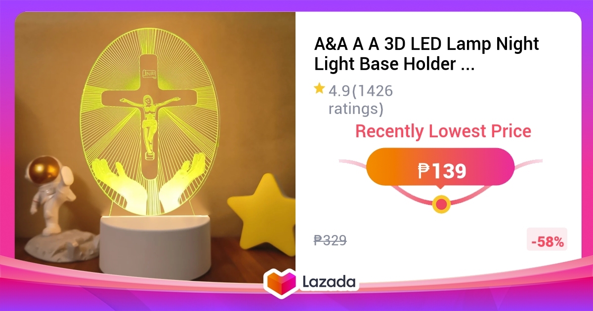 A&A A A 3D LED Lamp Night Light Base Holder - Perfect for Bedroom ...