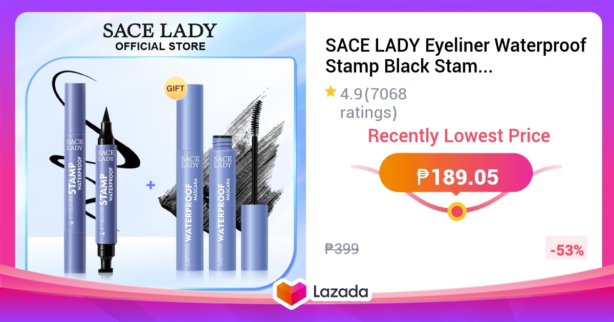 SACE LADY Eyeliner Waterproof Stamp Black Stamp Double-head Pigment Eye ...