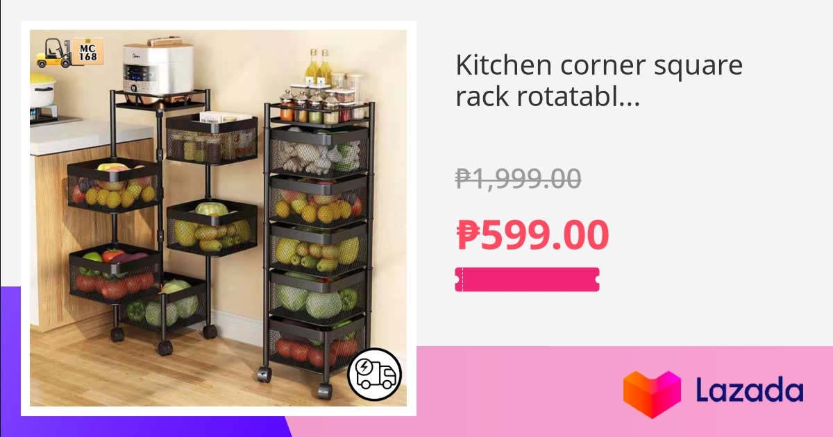 Kitchen corner square rack rotatable floor storage rack storage rack ...