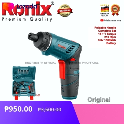 RONIX OFFICIAL GERMANY 8530 Cordless Screwdriver Drill 40pcs. Set ...