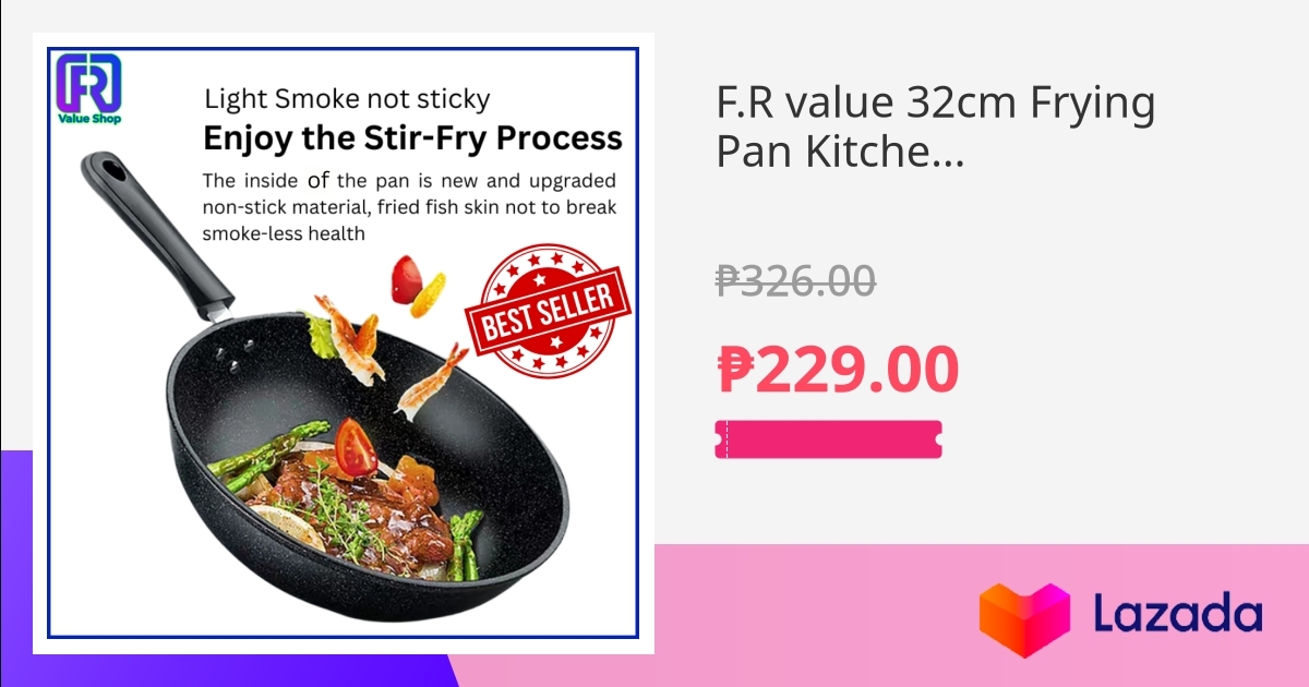 F.R value 32cm Frying Pan Kitchen Cookware Nonstick Wok Pan Aluminum 3 ...