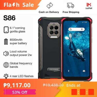 DOOGEE S86 Rugged Smartphones Android 10, 8500mAh Battery, 6GB + 128GB, Powerful 2W Speaker ...