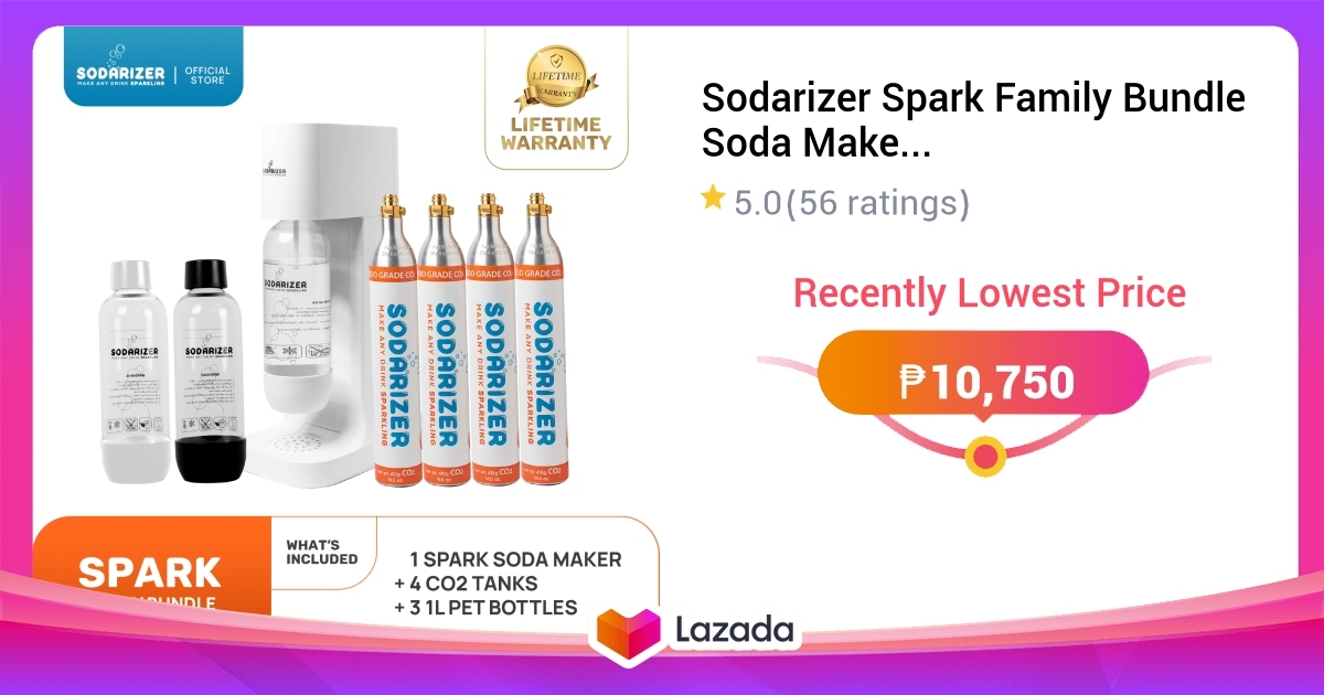 Sodarizer Spark Family Bundle Soda Maker Sparkling Water Maker with CO2 ...