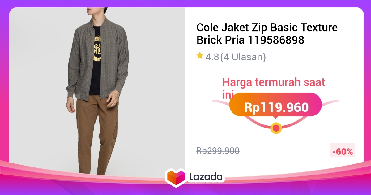 Cole Jaket Zip Basic Texture Brick Pria 119586898