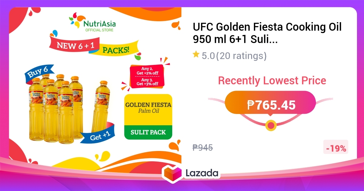 UFC Golden Fiesta Cooking Oil 950 ml 6+1 Sulit Pack