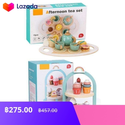 Kid Kitchen Play Set Wooden Pretend Afternoon Playset For Role Play ...