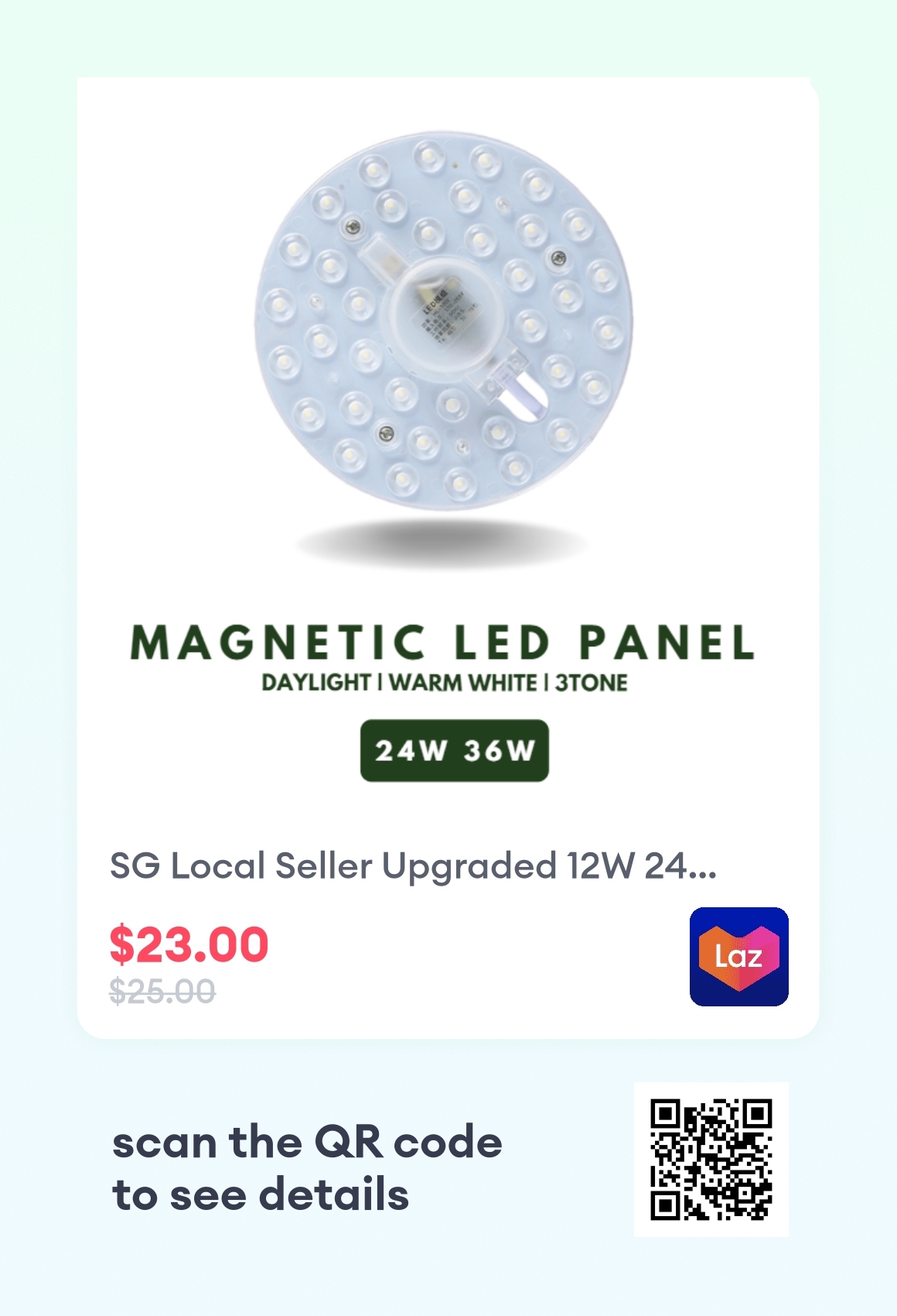 SG Local Seller Upgraded 12W 24W 36W LED Ceiling Replacement Light ...