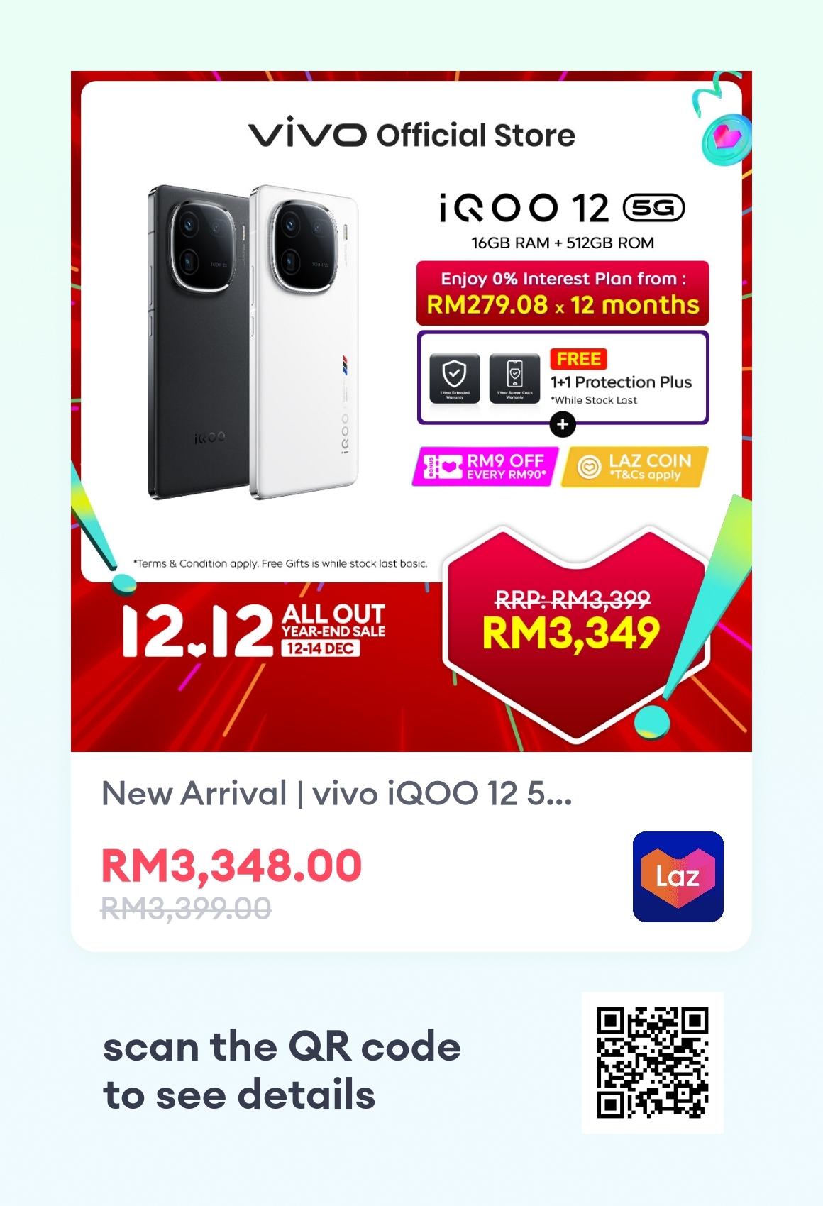 New Arrival | vivo iQOO 12 5G 16GB+16GB EXTENDED RAM+512GB ROM| 1st ...