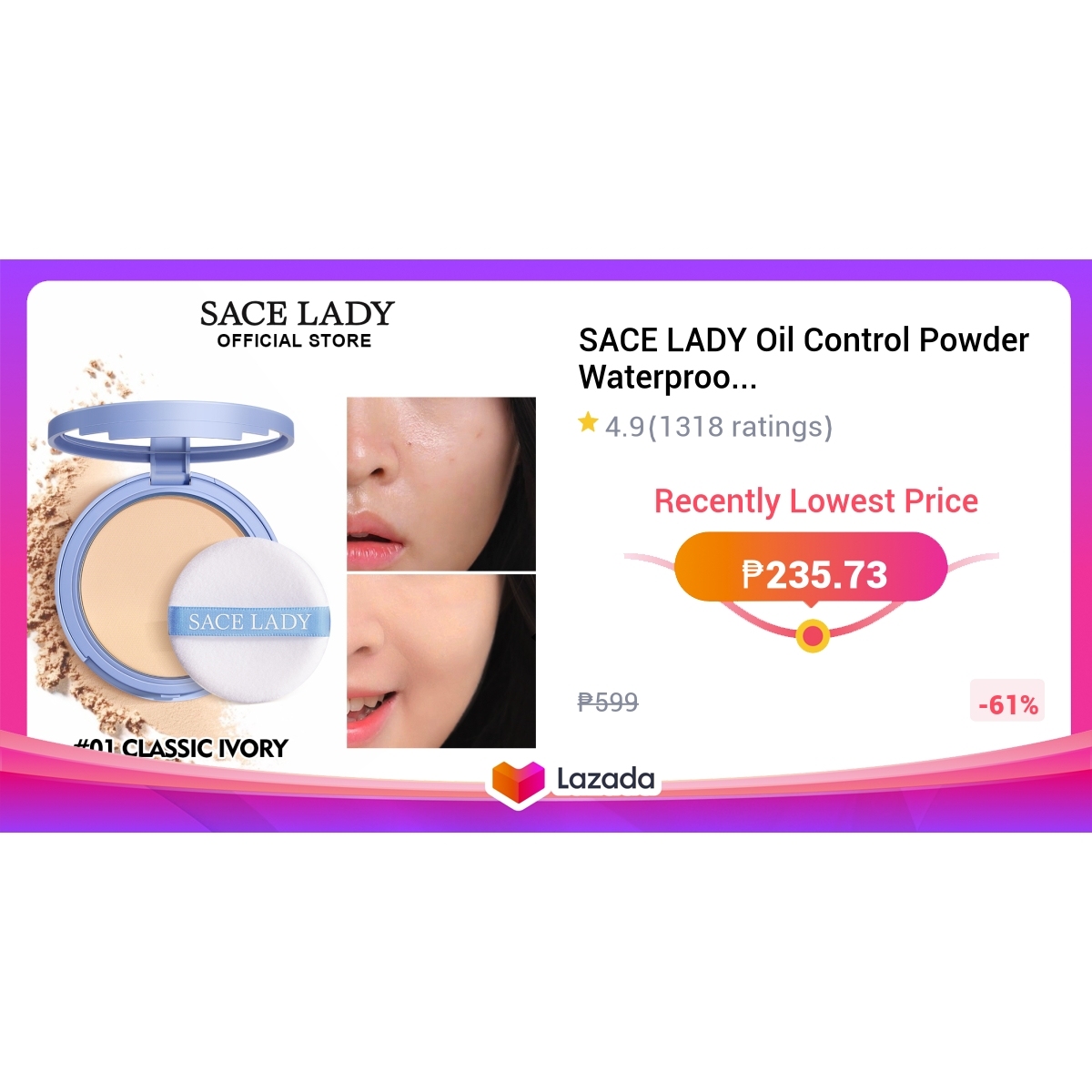 SACE LADY Oil Control Powder Waterproof Long-lasting Makeup Setting ...