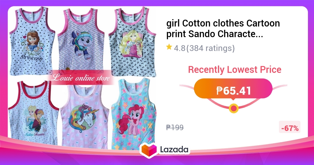 girl Cotton clothes Cartoon print Sando Character Kids' Sando for baby ...