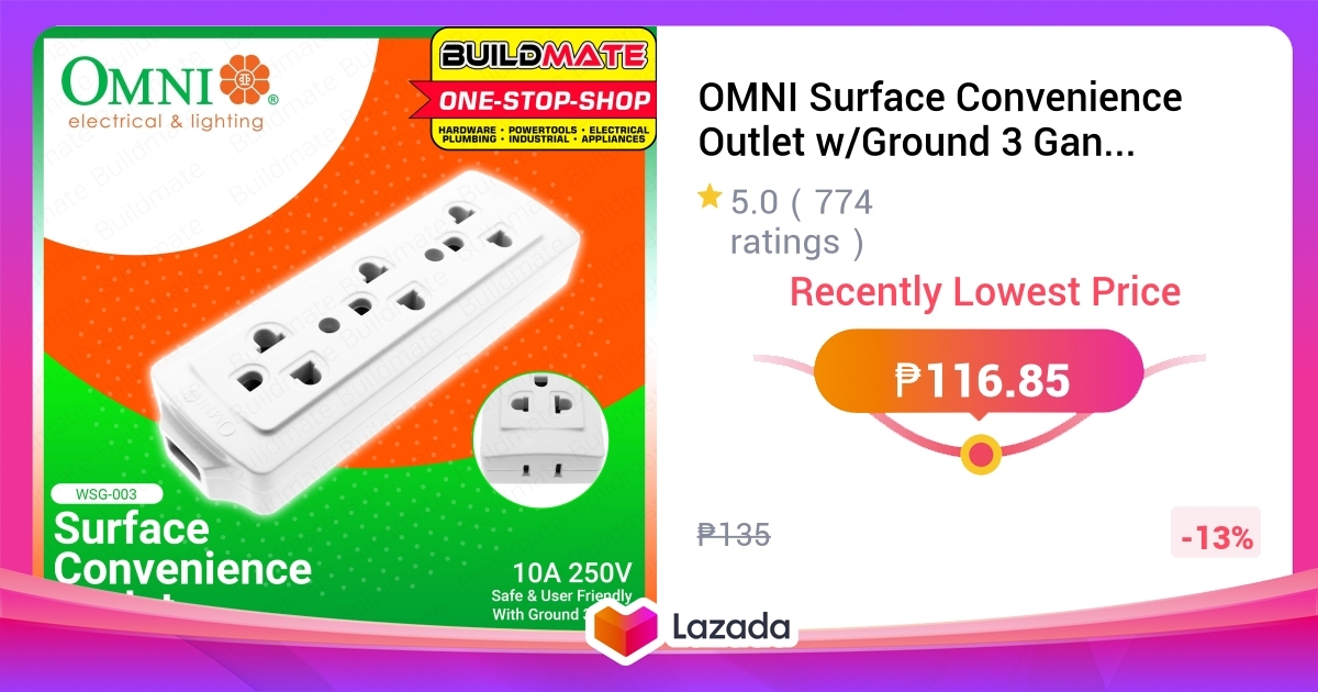 OMNI Surface Convenience Outlet w/Ground 3 Gang WSG-003 - BUILDMATE