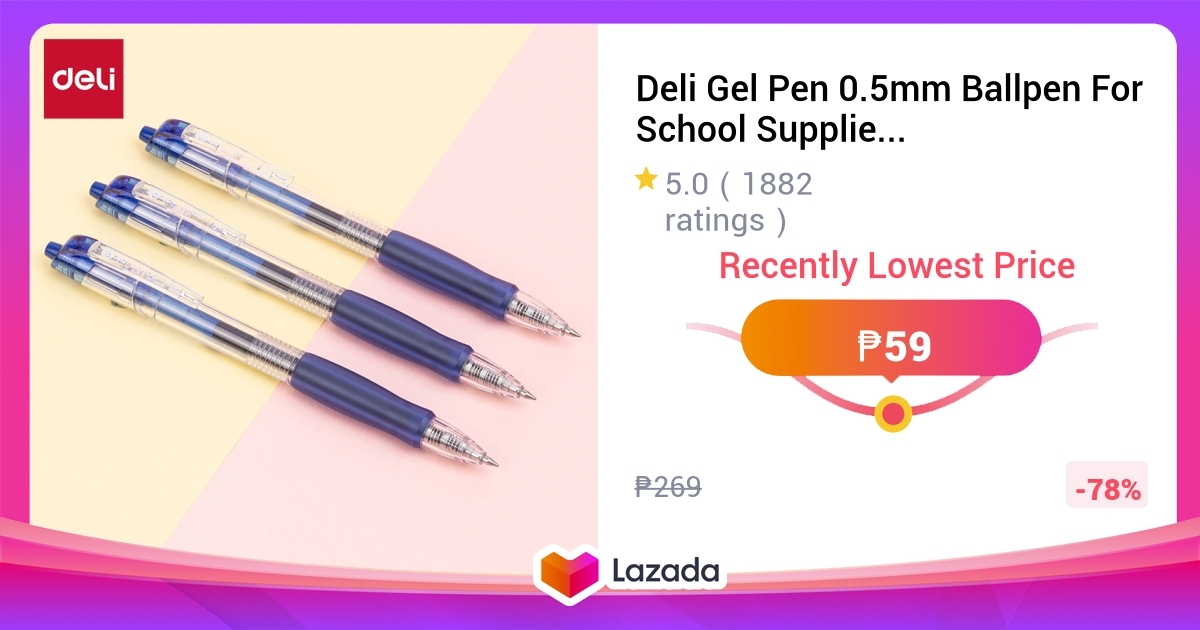Deli Gel Pen 0.5mm Ballpen For School Supplies 1Pc EG09