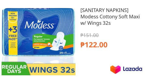 [SANITARY NAPKINS] Modess Cottony Soft Maxi w/ Wings 32s