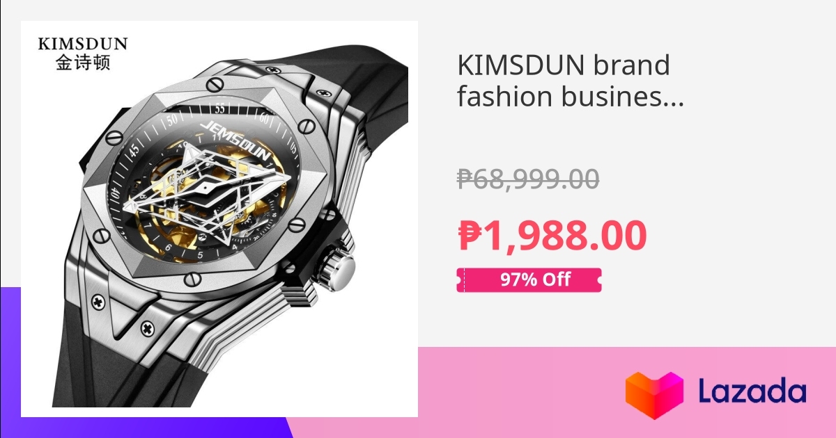 KIMSDUN brand fashion business waterproof large dial automatic ...