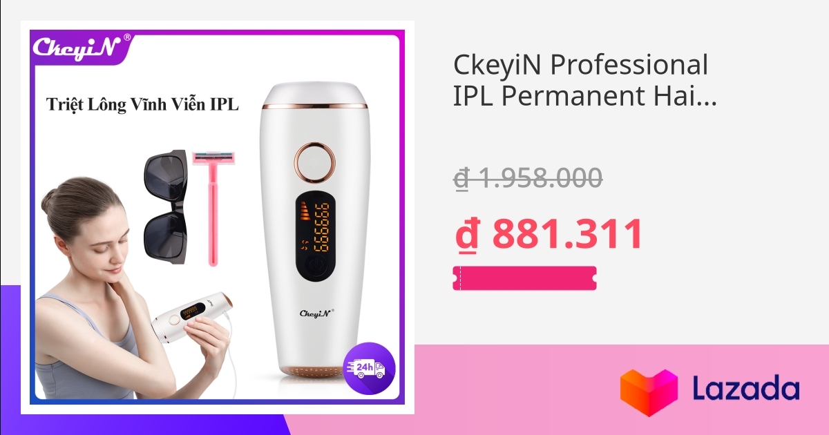 Máy tẩy lông IPL vĩnh viễn CkeyiN cho cơ thể và mặt, 5 cấp độ năng ...