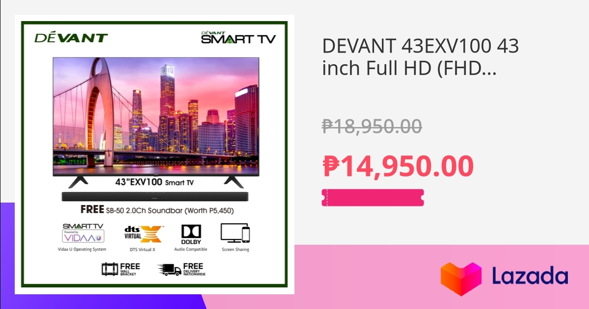 DEVANT 43EXV100 43 inch Full HD (FHD) 2K Smart TV - FREE Soundbar ...