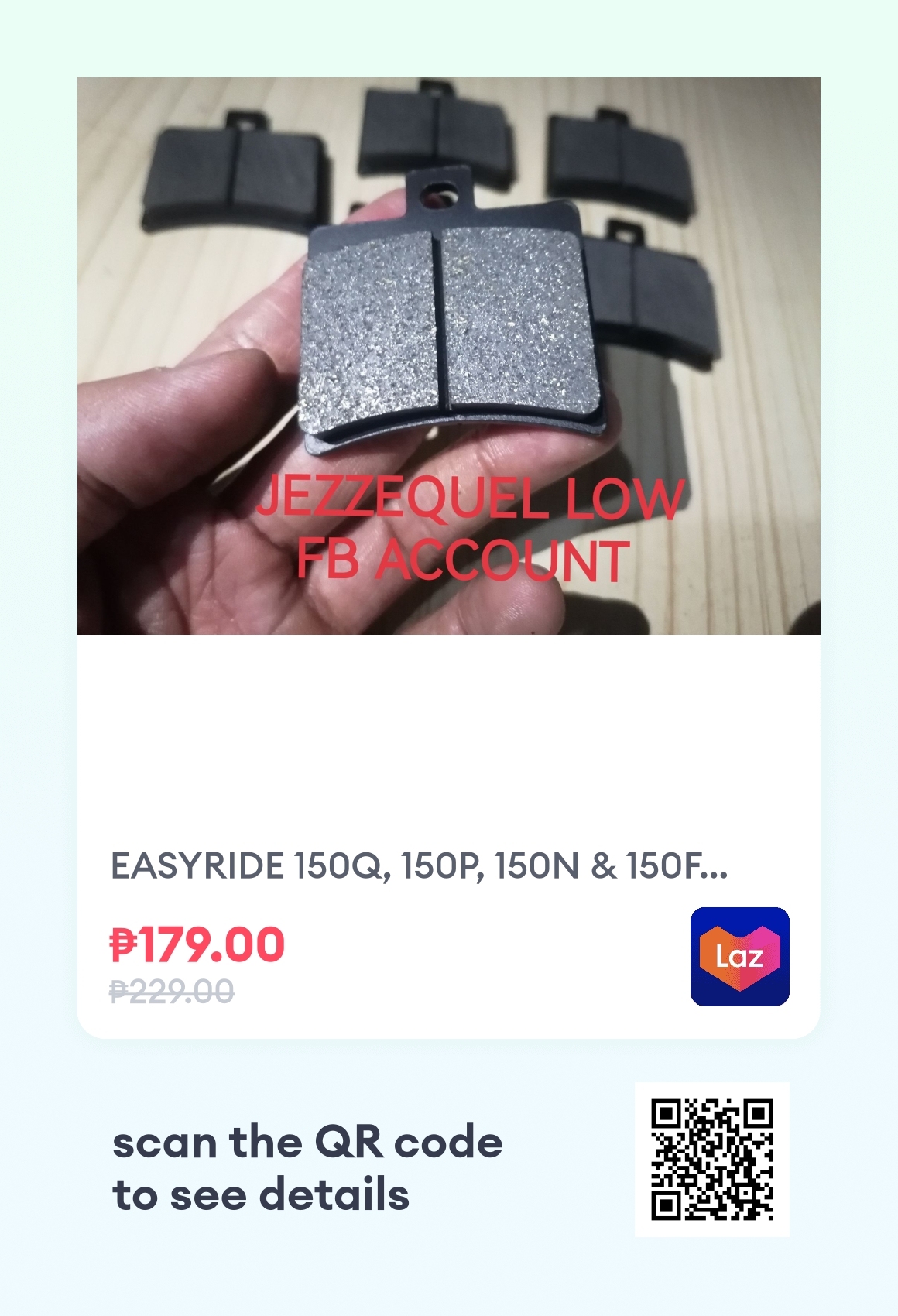 EASYRIDE 150Q, 150P, 150N & 150FI REAR BREAKPAD JAPAN MADE HARD COMPOUND HEAVY DUTY