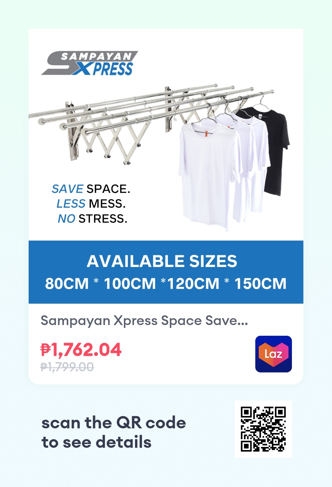 Sampayan Xpress Space Saver Stainless Steel Sampayan Laundry Drying Rack