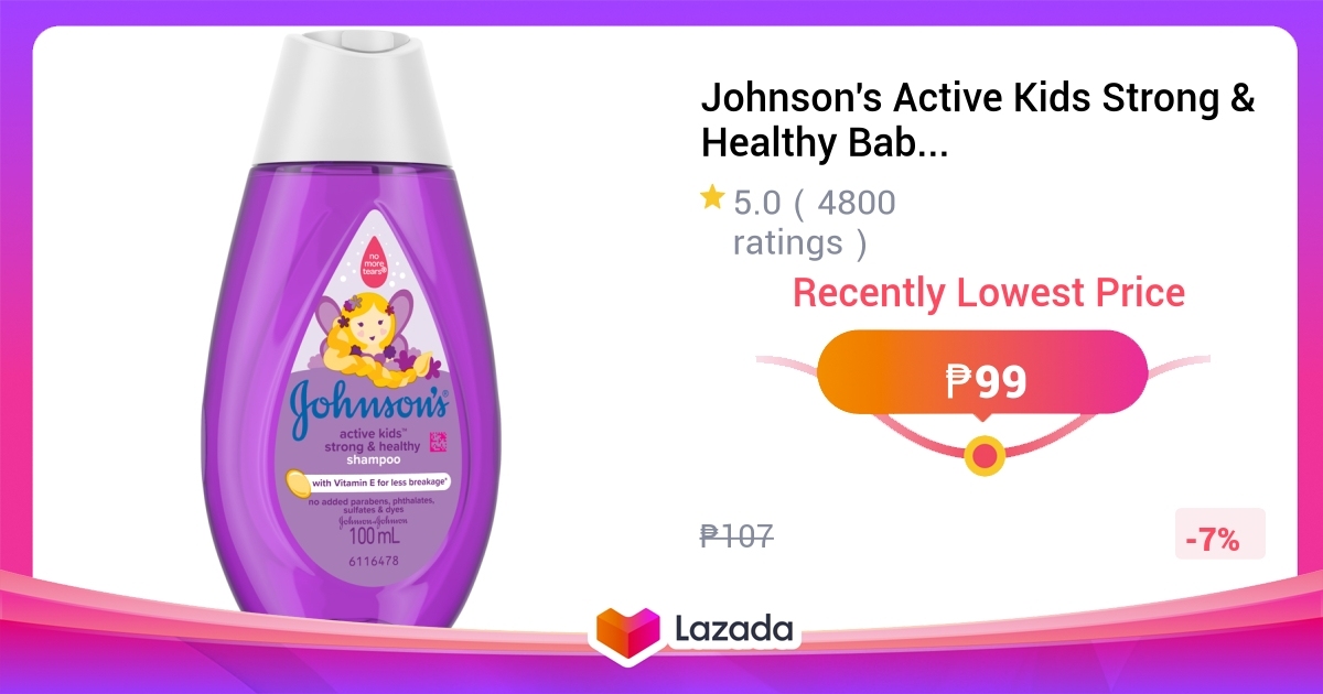 Johnson's Active Kids Strong & Healthy Baby Shampoo 100ml - Shampoo for ...