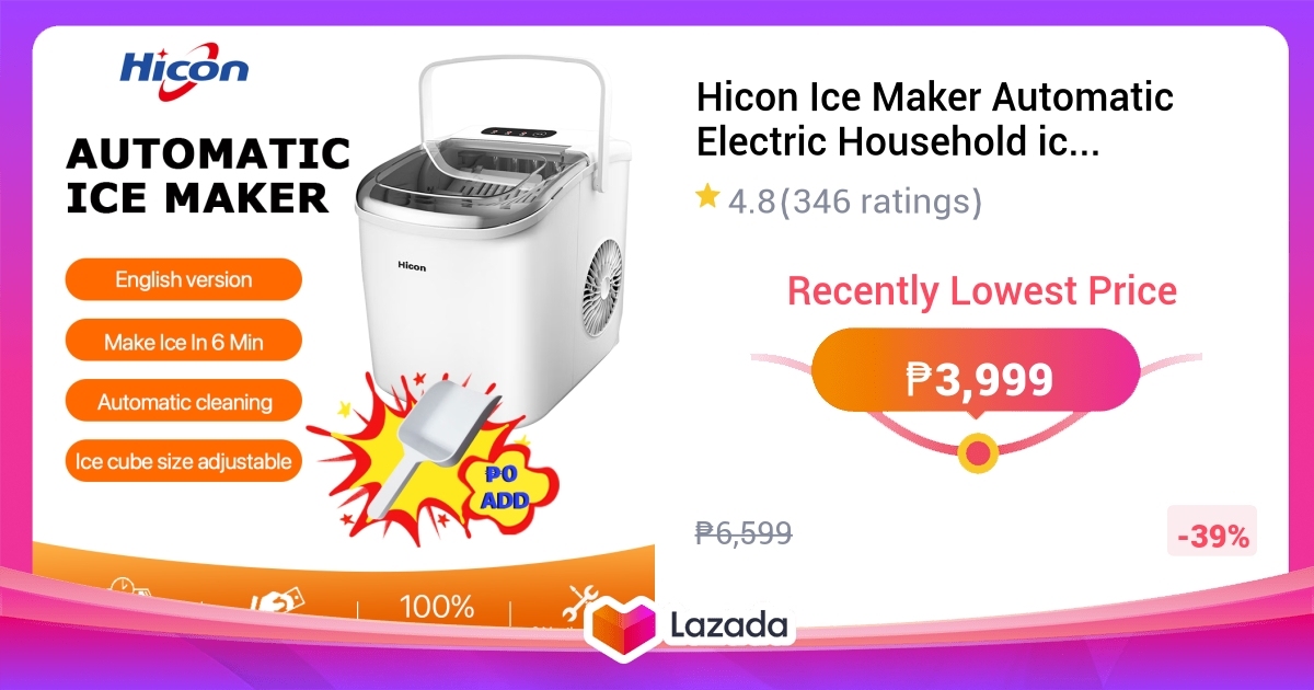 Hicon Ice Maker Automatic Electric Household ice Maker Machine Portable ...