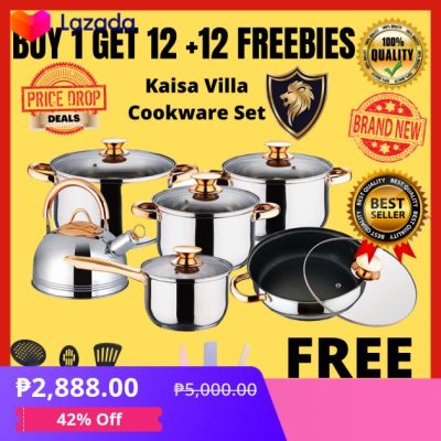 [Price Drop Deals] Kaisa Villa 12 Piece Stainless Steel Induction ...