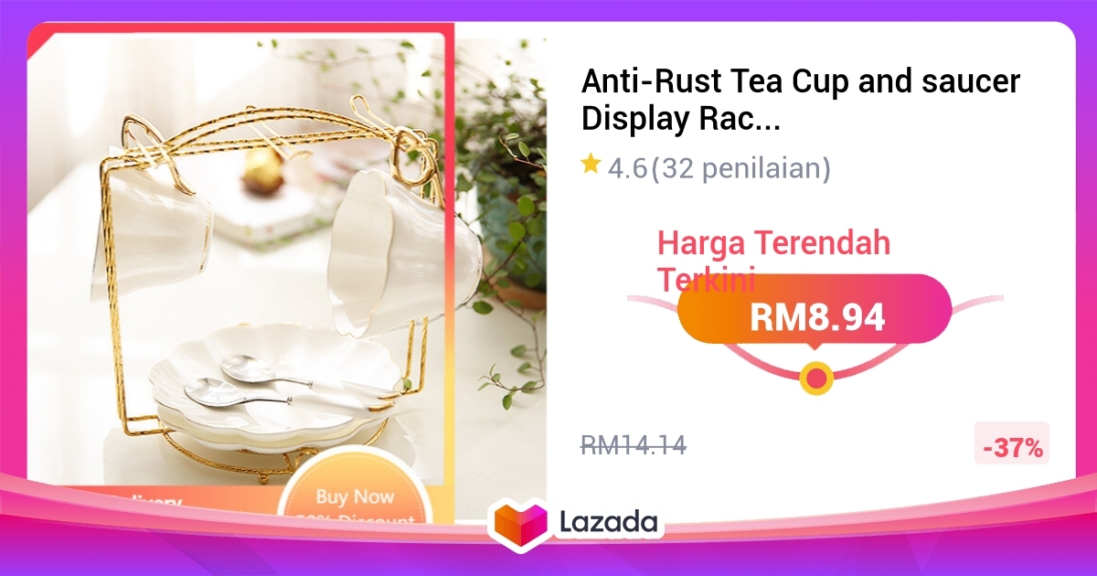 Anti-Rust Tea Cup and saucer Display Rack Stainless Steel Coffee Cup ...