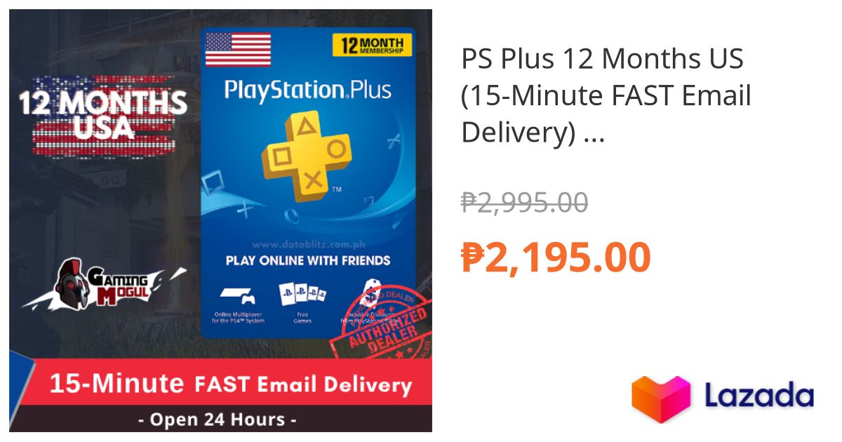 PS Plus 12 Months US (15-Minute FAST Email Delivery) - PS4 Card ...