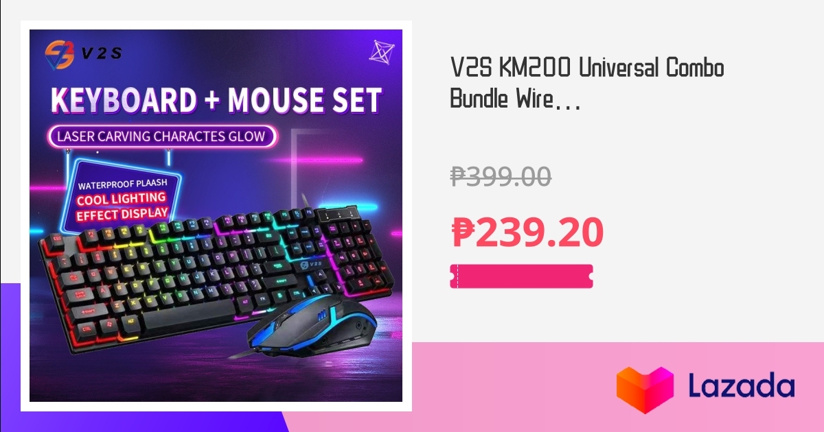 V2S KM200 Universal Combo Bundle Wired Gaming With RGB Backlight Key ...