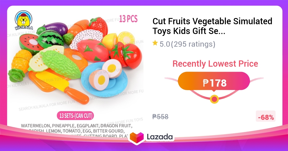 Cut Fruits Vegetable Simulated Toys Kids Gift Set 20 pcs Grocery Basket ...
