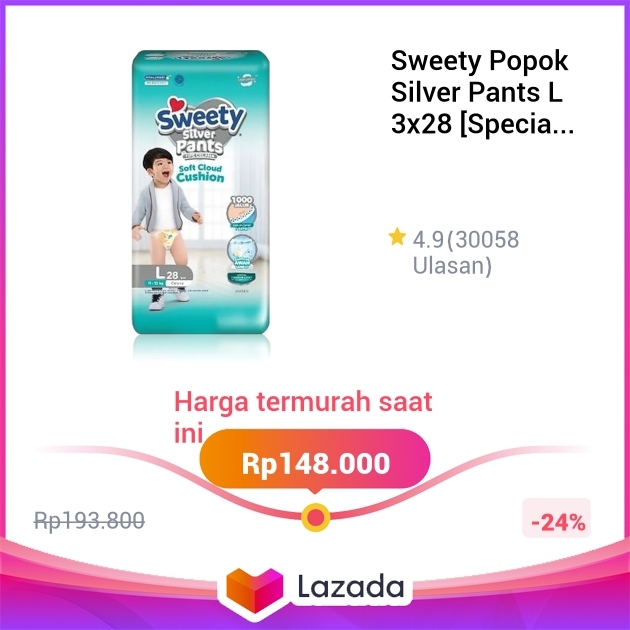 Sweety Popok Silver Pants L 3x28 [Special E-commerce Packaging]