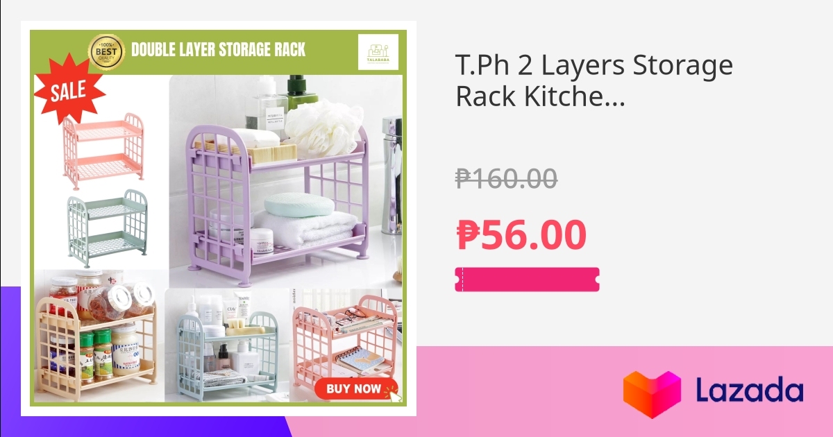 T.Ph 2 Layers Storage Rack Kitchen Shelves Bathroom Cosmetic Storage ...