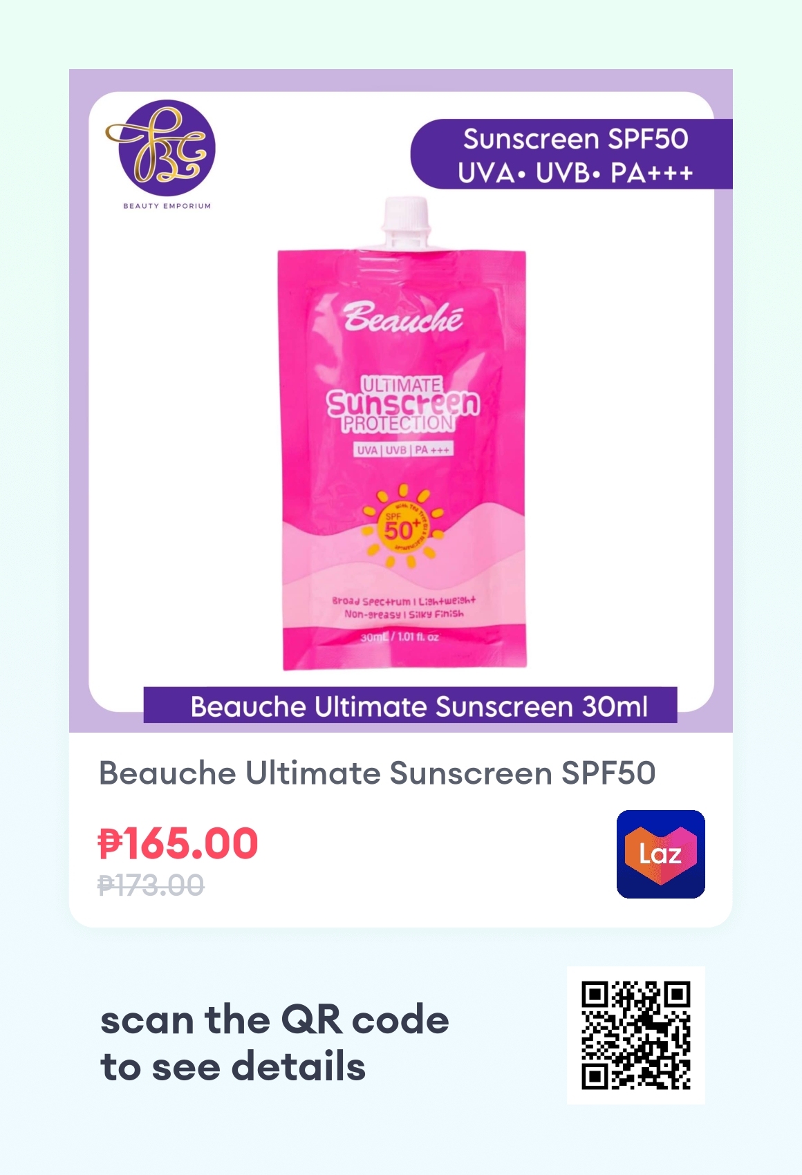 Beauche Ultimate Sunscreen SPF50