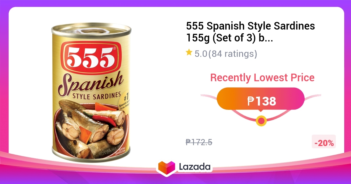 555 Spanish Style Sardines 155g (Set of 3) by Mavens Collection