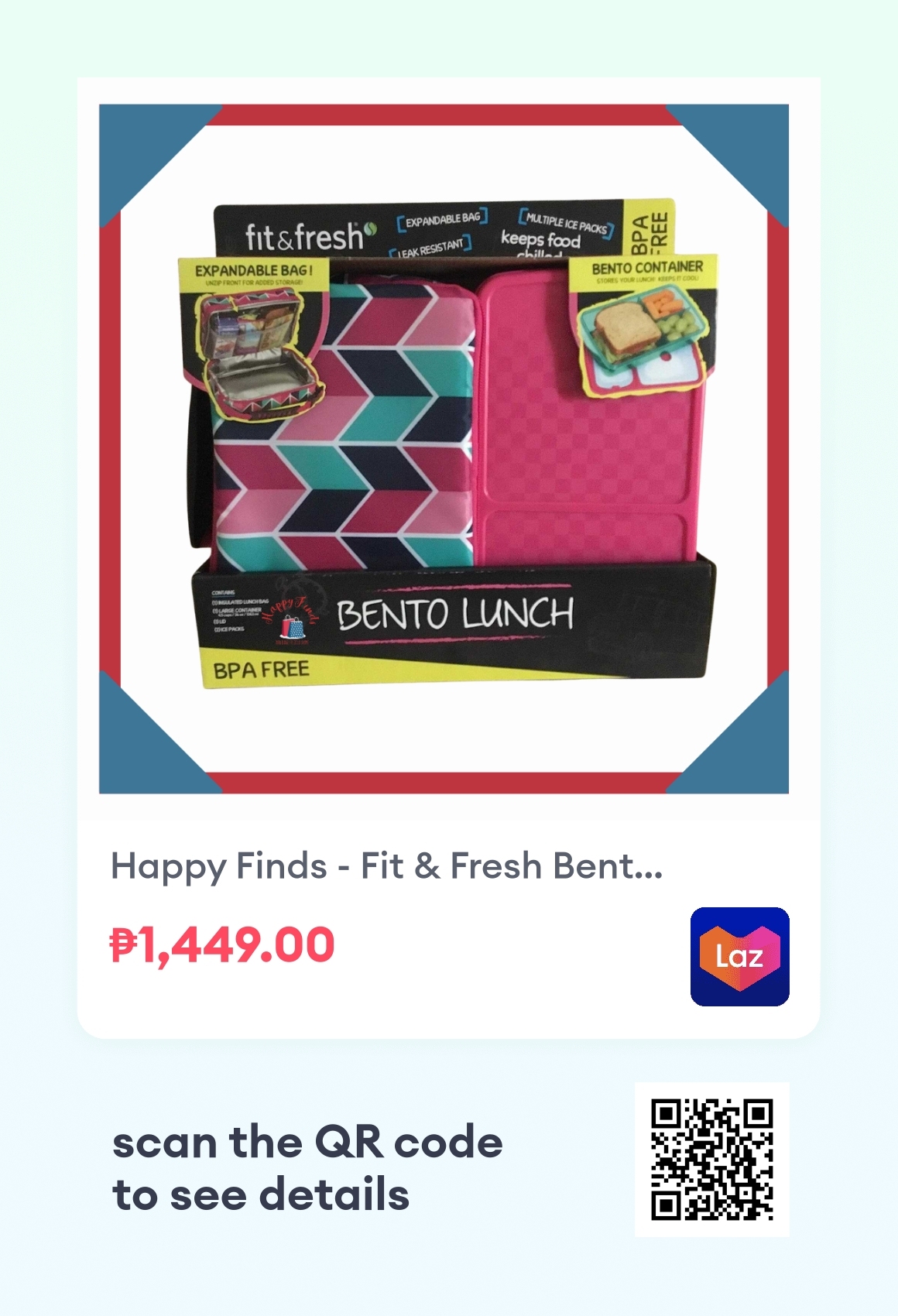 Happy Finds - Fit & Fresh Bento Lunch Set, Assorted Patterns