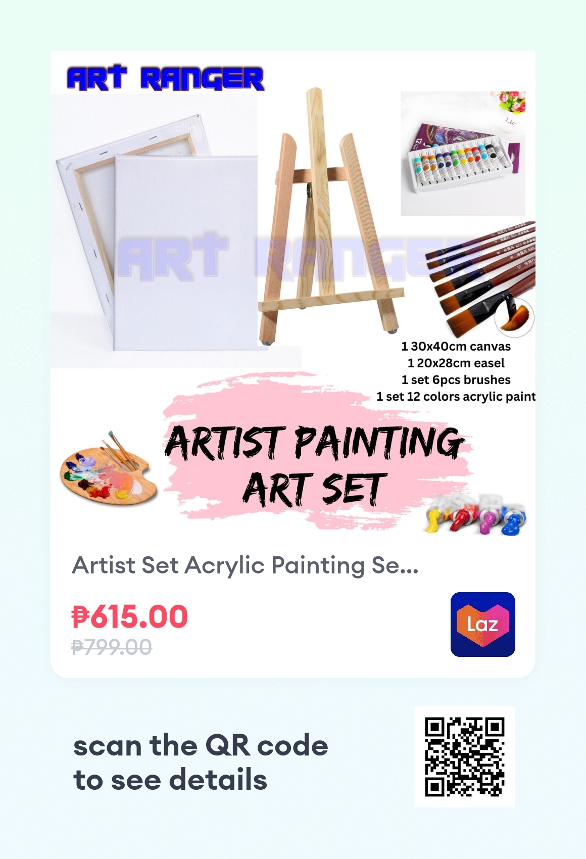 Artist Set Acrylic Painting Set with easel art set with canvas painting kit hobby bundle set art ...