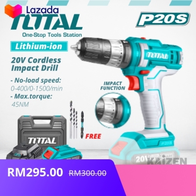 TOTAL TIDLI20145/TIDLI201452 (金属无钥匙卡盘) 20v锂离子冲击钻 + 自由总螺钉钻头 (更换型号 ...