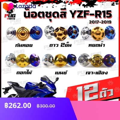 น็อตชุดสีR15 ปี2017-2019(1ชุด=12 ตัว) น็อตชุดสีอาร์-15 น็อตR15 น็อตเฟรมR15 R-15 น๊อตR15 น็อ ...