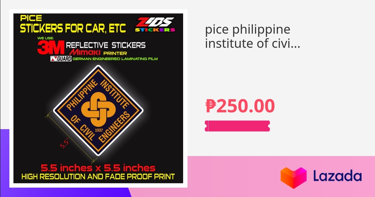 pice philippine institute of civil engineer logo 3M reflective printed ...