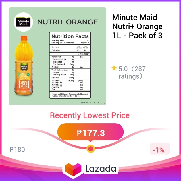 Minute Maid Nutri+ Orange 1L - Pack of 3
