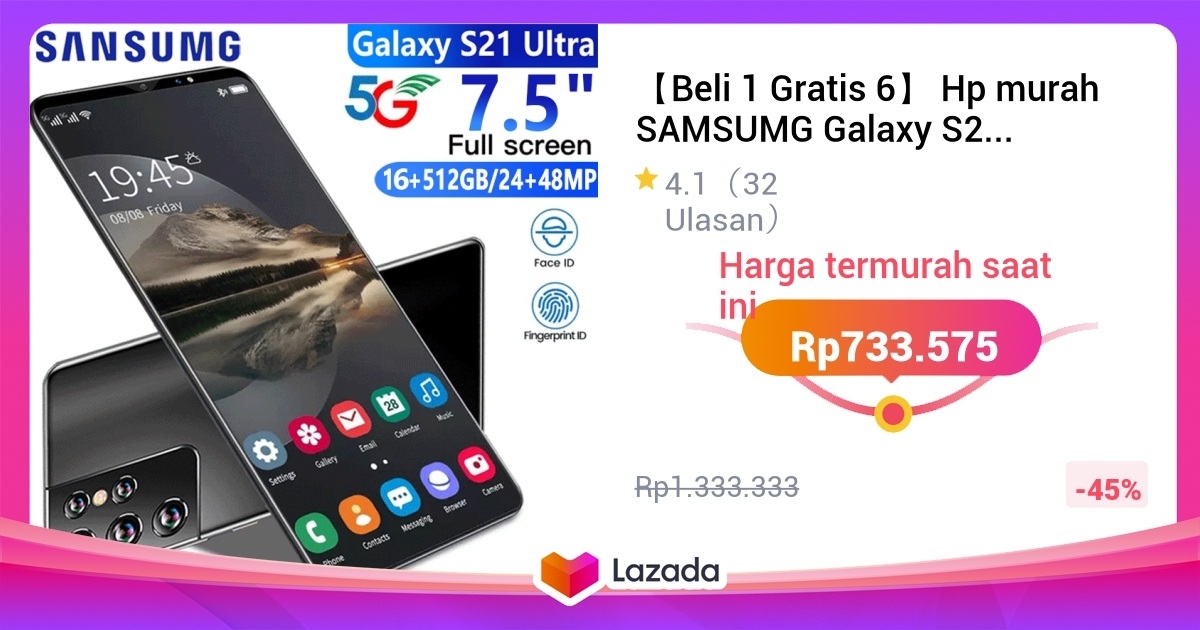 【Beli 1 Gratis 6】 Hp murah SAMSUMG Galaxy S21 Ultra+ 5G 7.5Inci Ponsel ...
