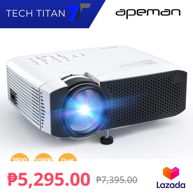 APEMAN Mini Portable Video Projector - 3500 Lumens, LED, with Dual ...