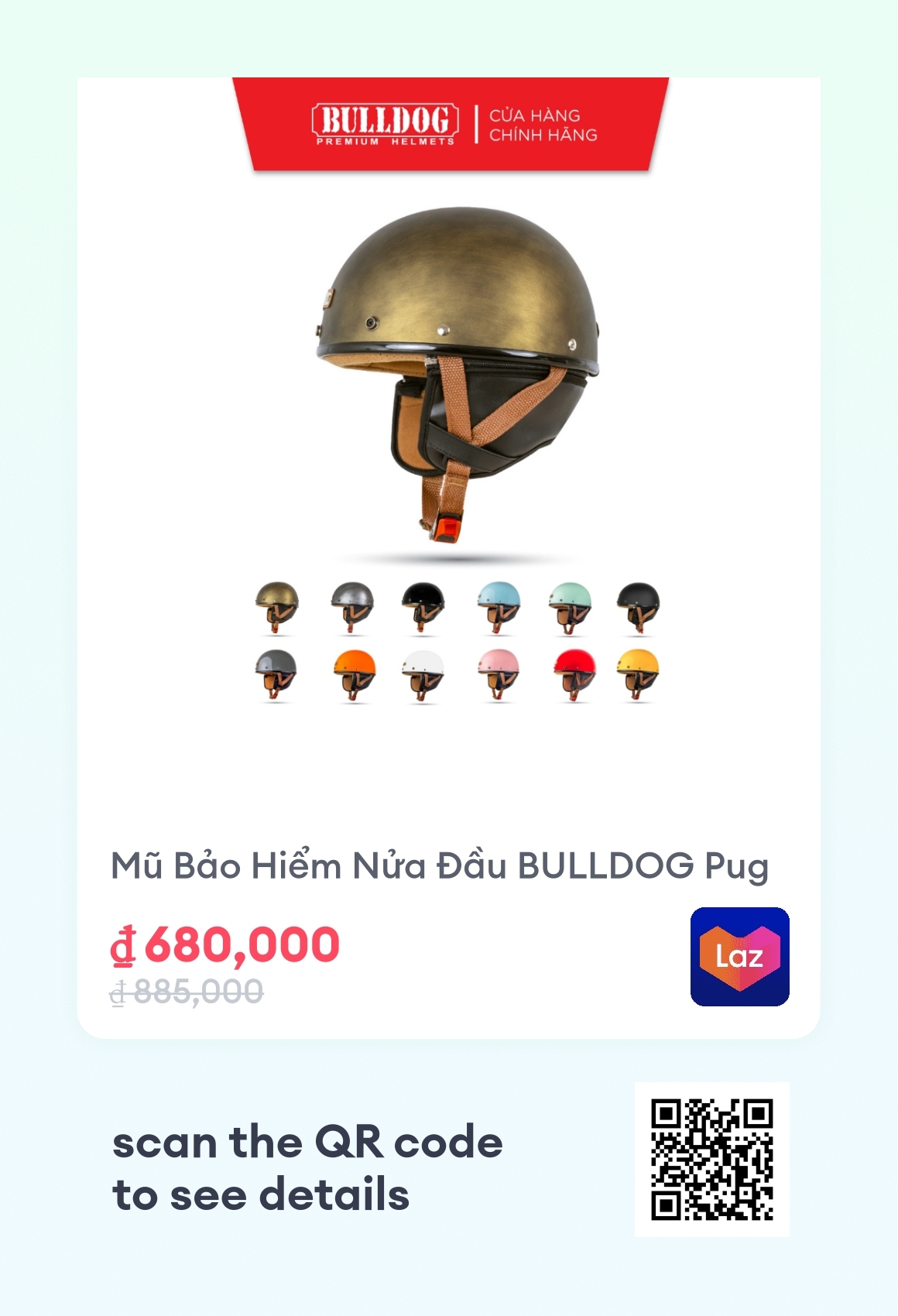 Mũ Bảo Hiểm Nửa Đầu BULLDOG Pug