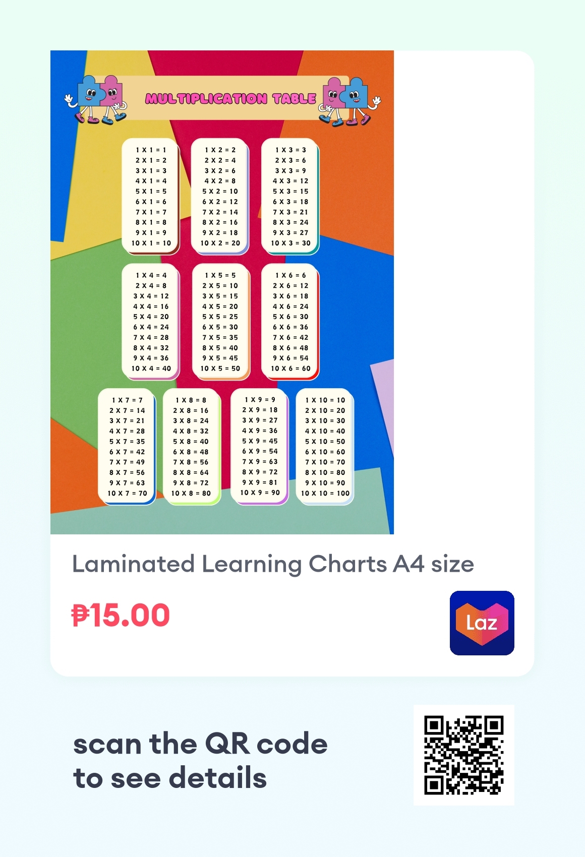 Laminated Learning Charts A4 size