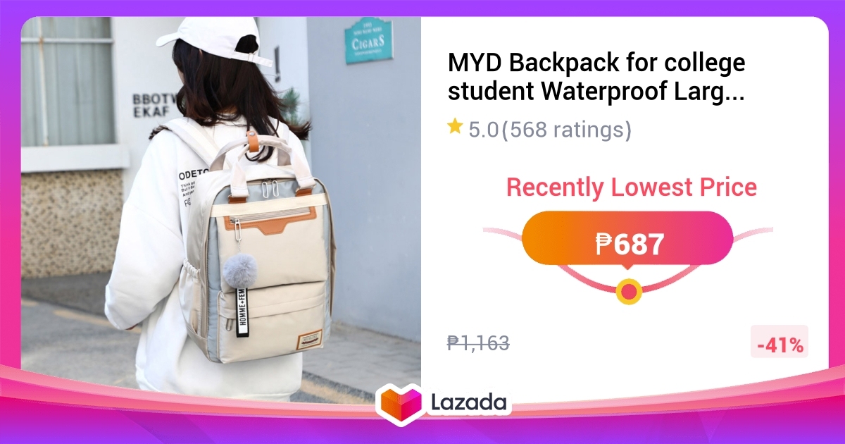 MYD Backpack for college student Waterproof Large capacity Korean style ...
